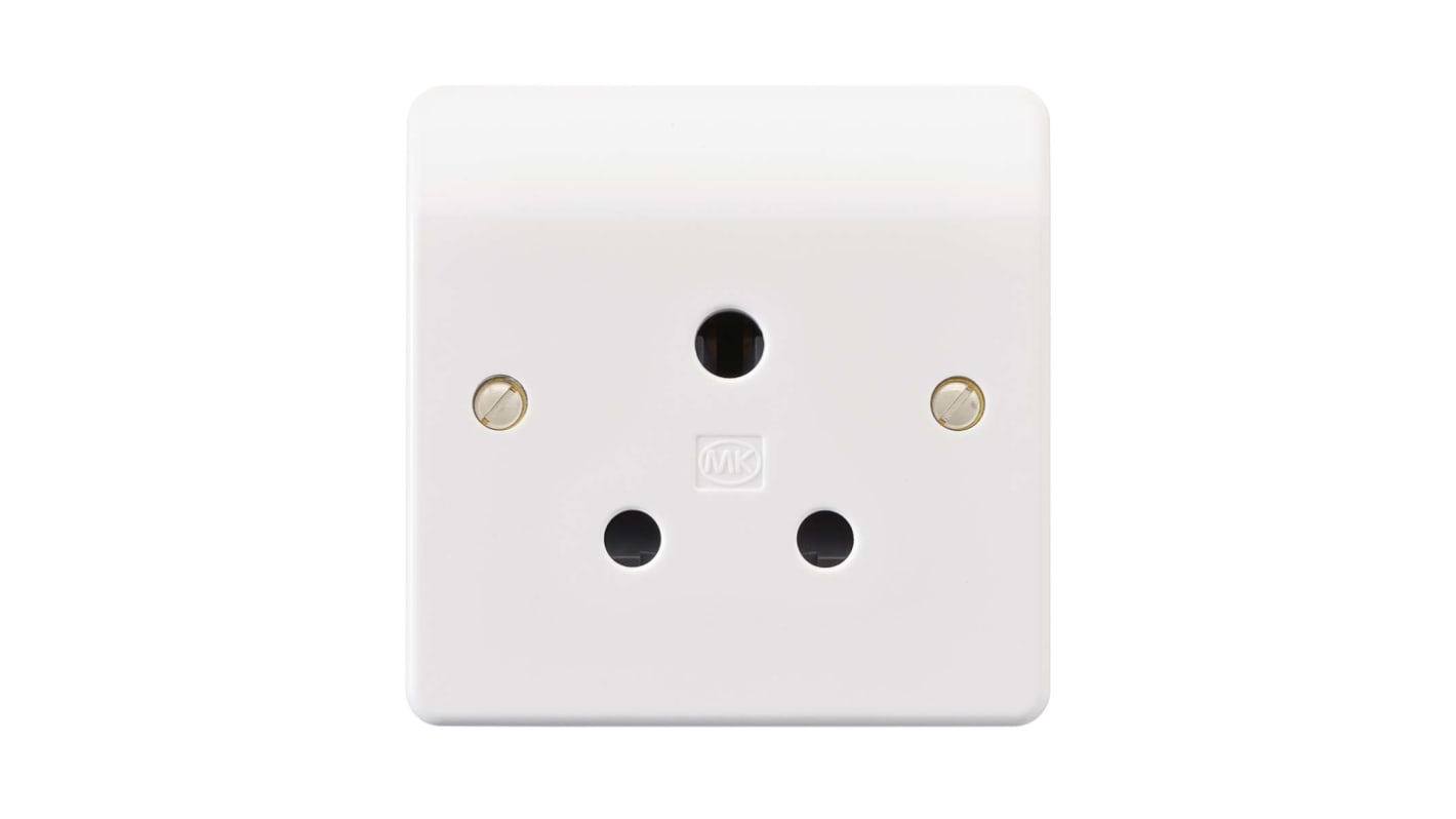 K772WHI | MK Electric White 1 Gang Electrical Socket, 15A | RS
