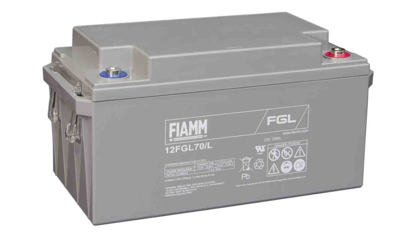 12FGL70/L | Fiamm 12V Sealed Lead Acid Battery, 70Ah | RS