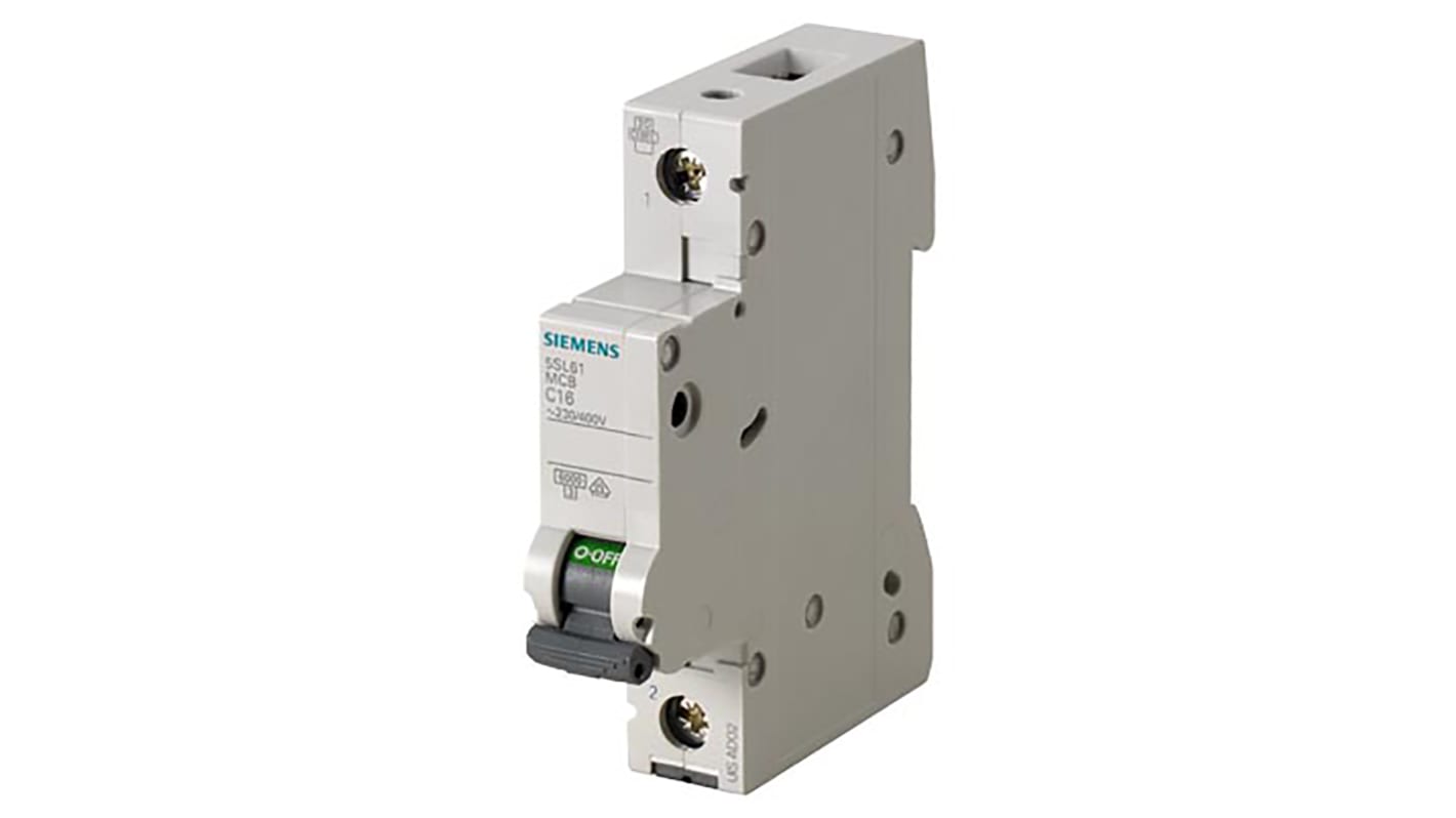 5SL6116-6 | Siemens SENTRON MCB, 1P, 16A Curve B, 400V AC, 6 kA Breaking Capacity | RS