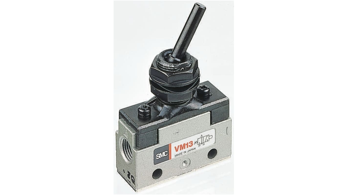 VM130-01-08 | SMC Toggle Lever 3/2 Pneumatic Manual Control Valve VM100 Series, Rc 1/8, 1/8in | RS