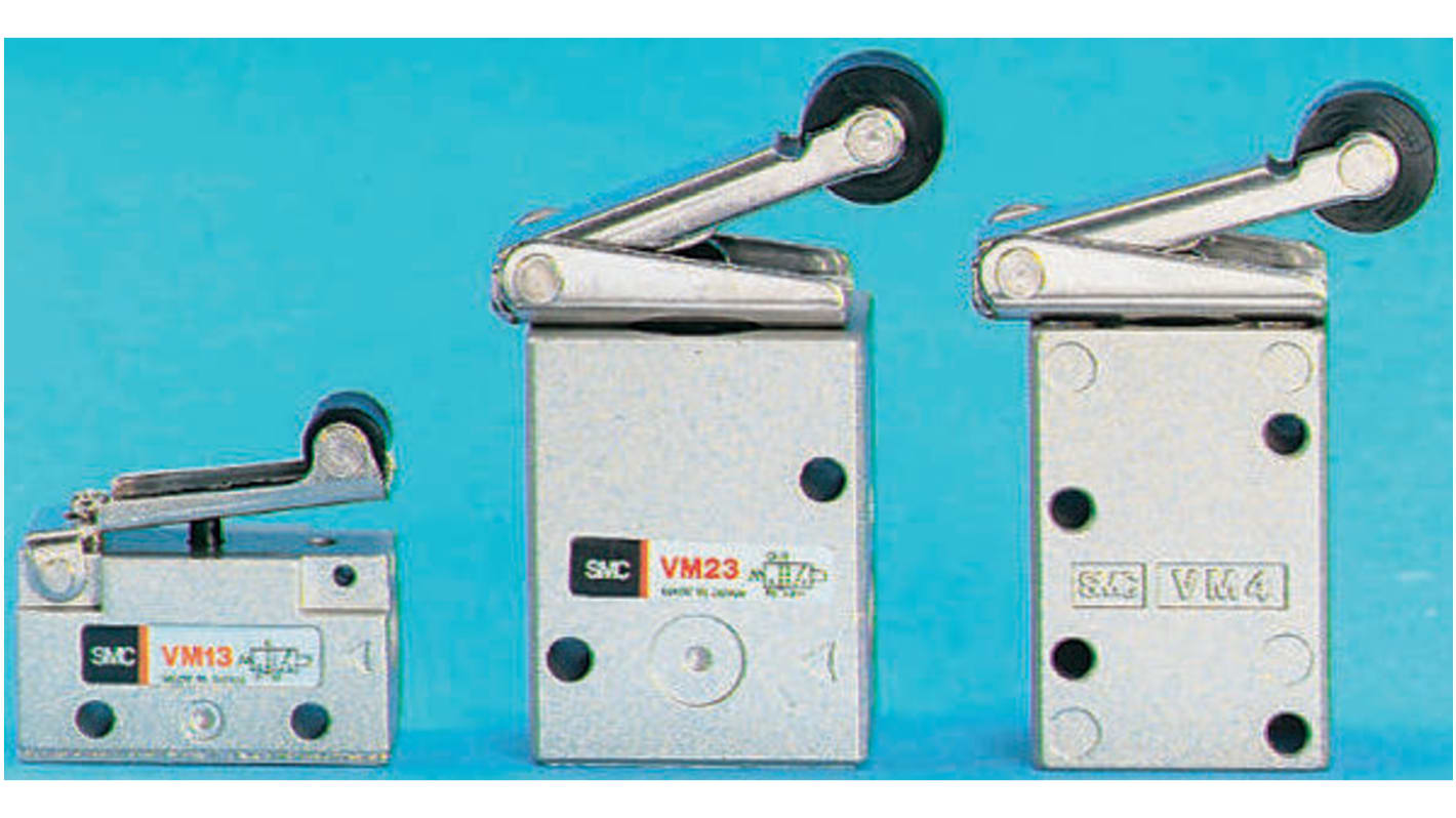 VM230-02-01S | SMC Roller Lever 3/2 Pneumatic Manual Control Valve VM200 Series, Rc 1/4, 1/4in | RS