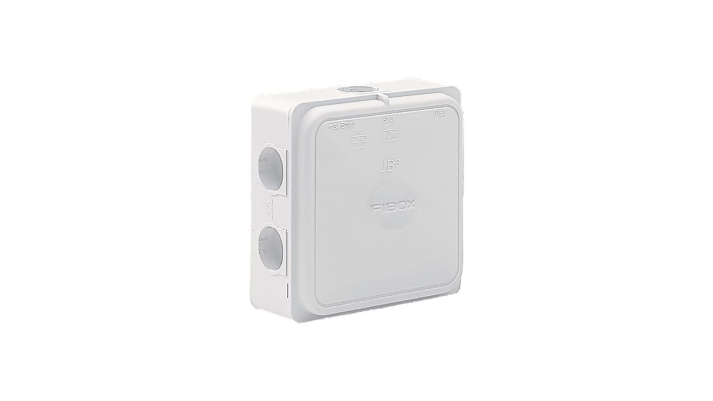 JB 6 WH | Fibox Grey Polypropylene Junction Box, IP65, 110 x 110 x 49mm ...