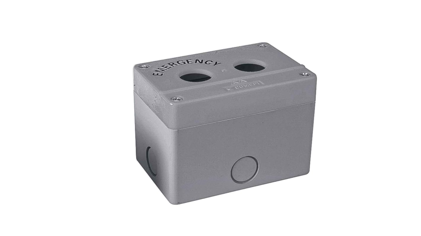 RS PRO Grey ABS Push Button Enclosure - 2 Hole 22mm Diameter | RS
