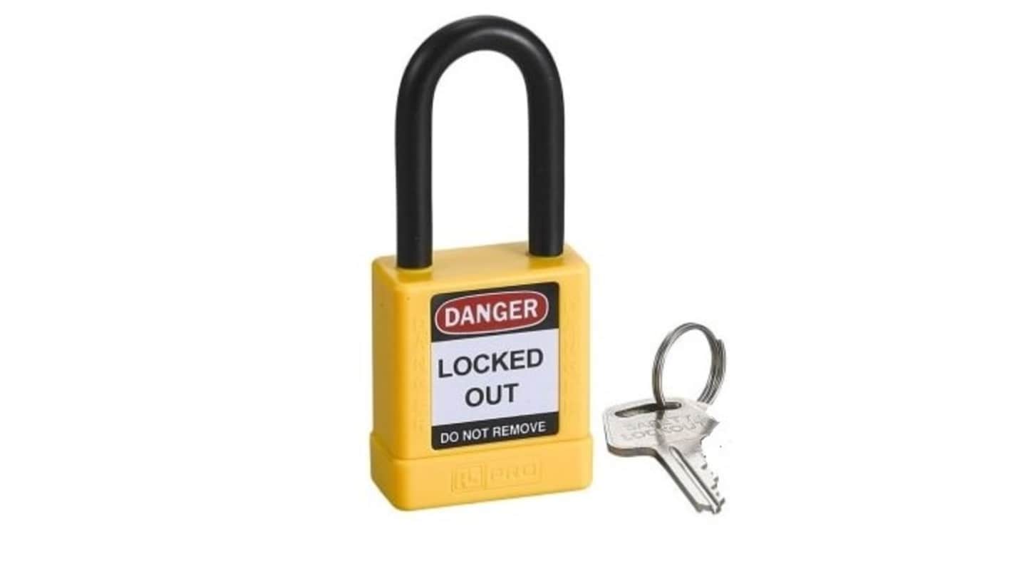 RS PRO Yellow 1-Lock Aluminium, Nylon Safety Lockout, 6.4mm Shackle | RS