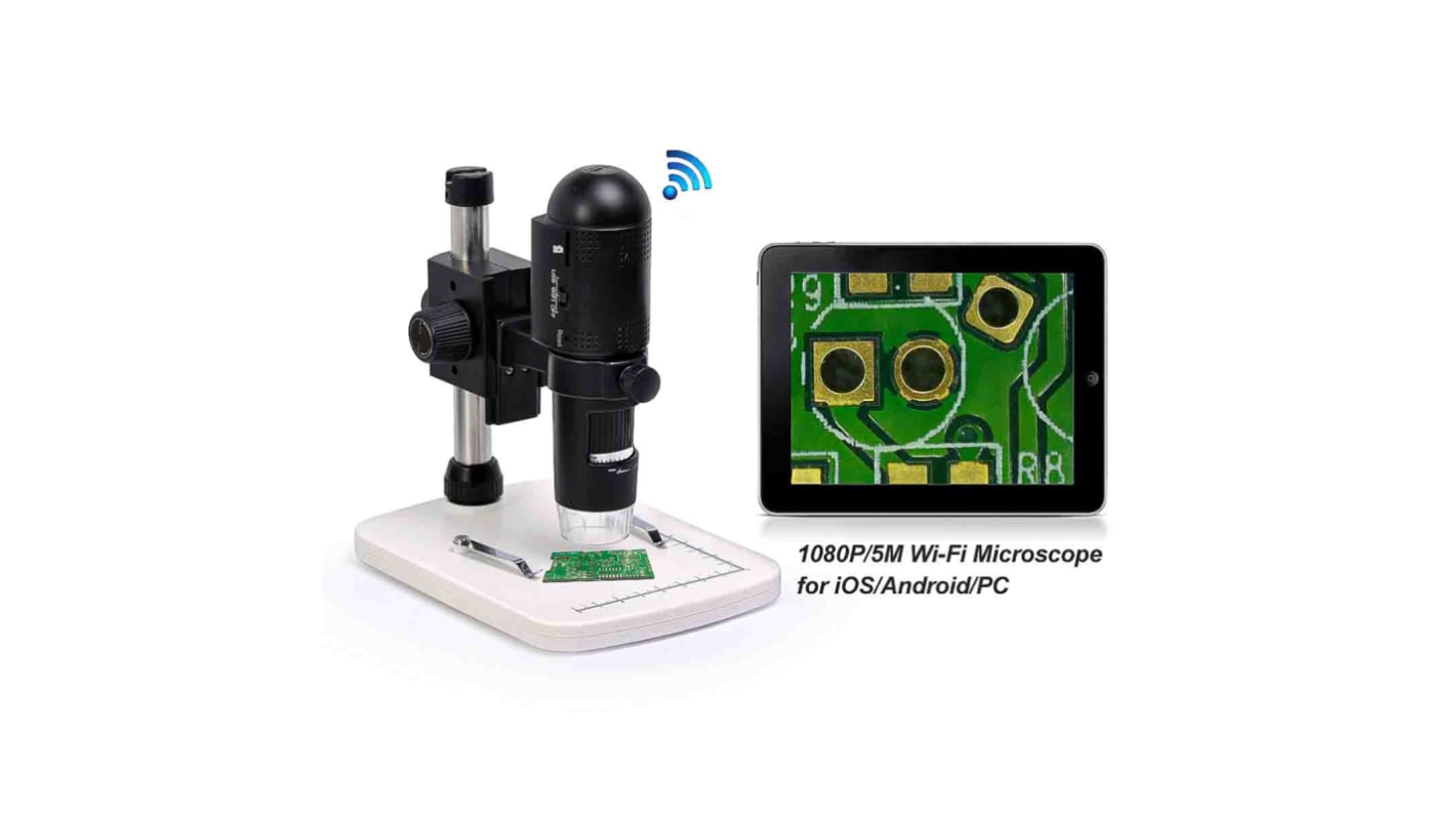 RS PRO Wi-Fi Digital Microscope, 3M, 5M, 8M, 12M pixels, 10 → 230X ...