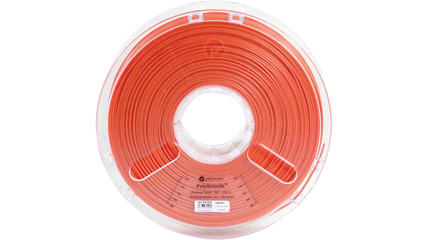 70506 | Polymaker 1.75mm Red PolySmooth 3D Printer Filament, 750g | RS