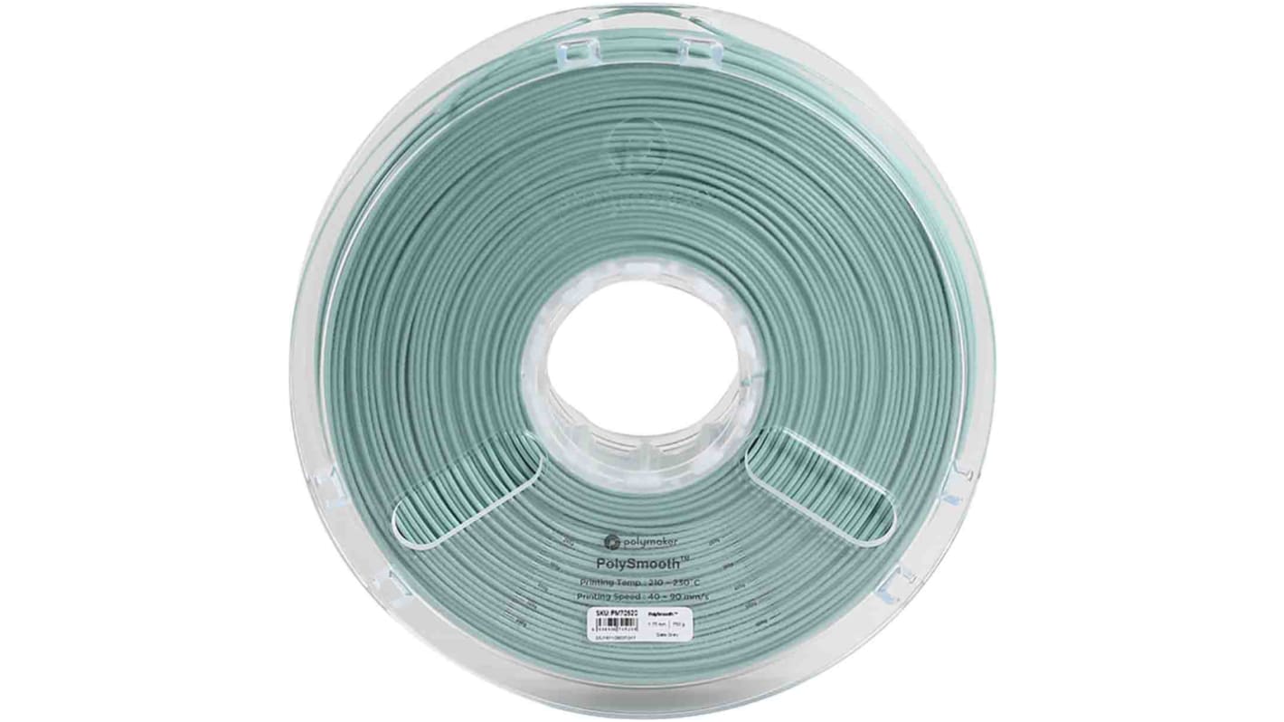 70520 | Polymaker 1.75mm Grey PolySmooth 3D Printer Filament, 750g | RS