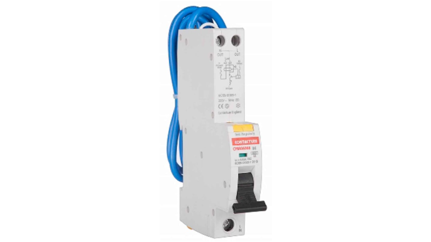 CPBR0606AB | Contactum RCBO, 6A Current Rating, 1P Poles, 30mA Trip ...