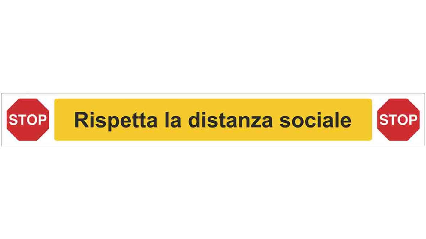 RS PRO Vinyl Mandatory Respect Social Distance Sign With Italian Text ...