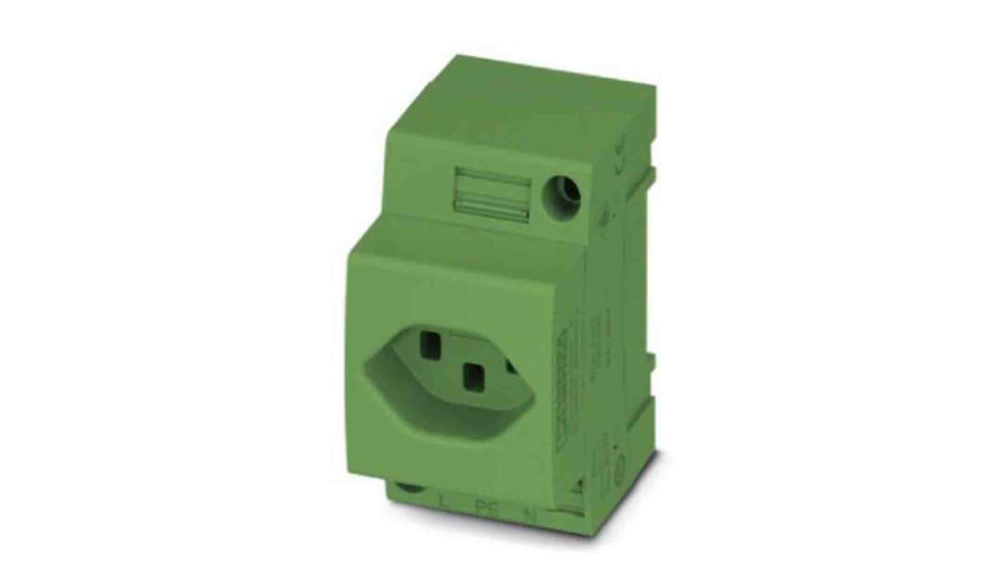 0804100 | Phoenix Contact Swiss Mains Sockets, 16A, DIN Rail, 250 V | RS