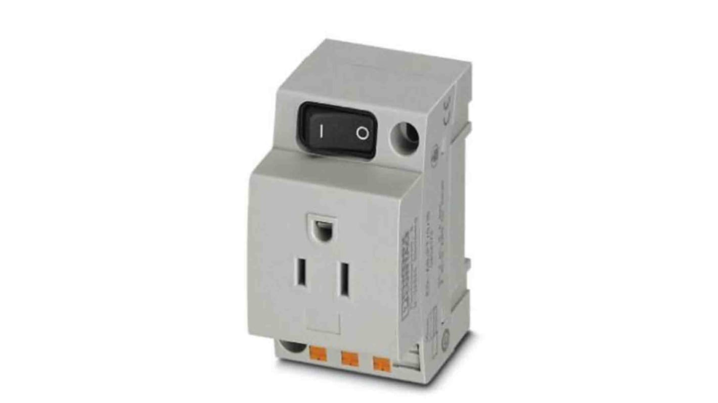 0804173 | Phoenix Contact USA Mains Sockets, 15A, DIN Rail, 125 V | RS