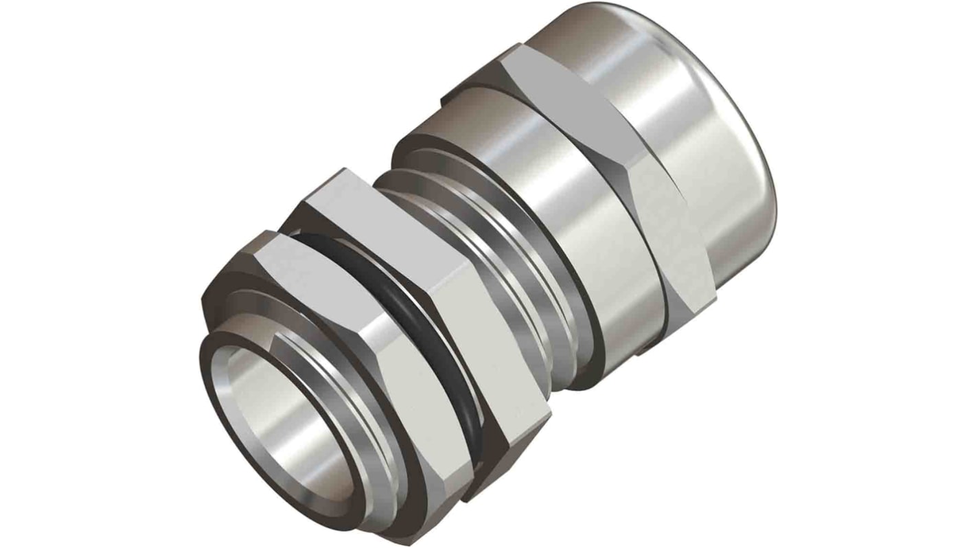 RS PRO Silver Metal Cable Gland, PG9 Thread, 4mm Min, 8mm Max, IP68 | RS