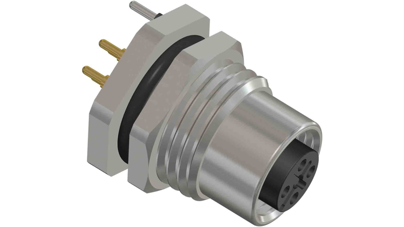 RS PRO M12 Rundsteckverbinder Buchse 4-polig Rückseitenmontage Leiterplatte IP 67 | RS