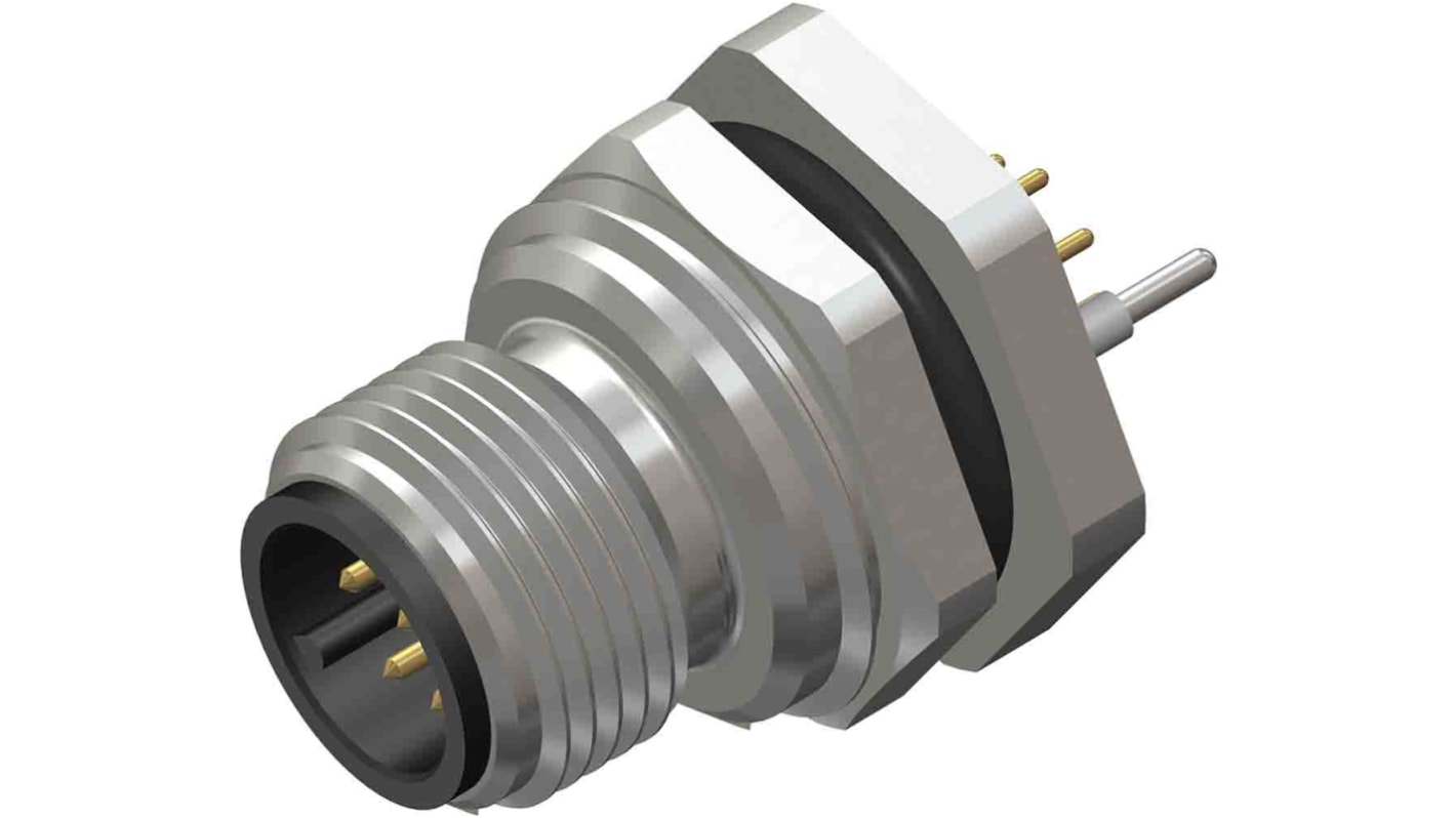 RS PRO M12 Rundsteckverbinder Stecker 8-polig Rückseitenmontage Leiterplatte IP 67 | RS