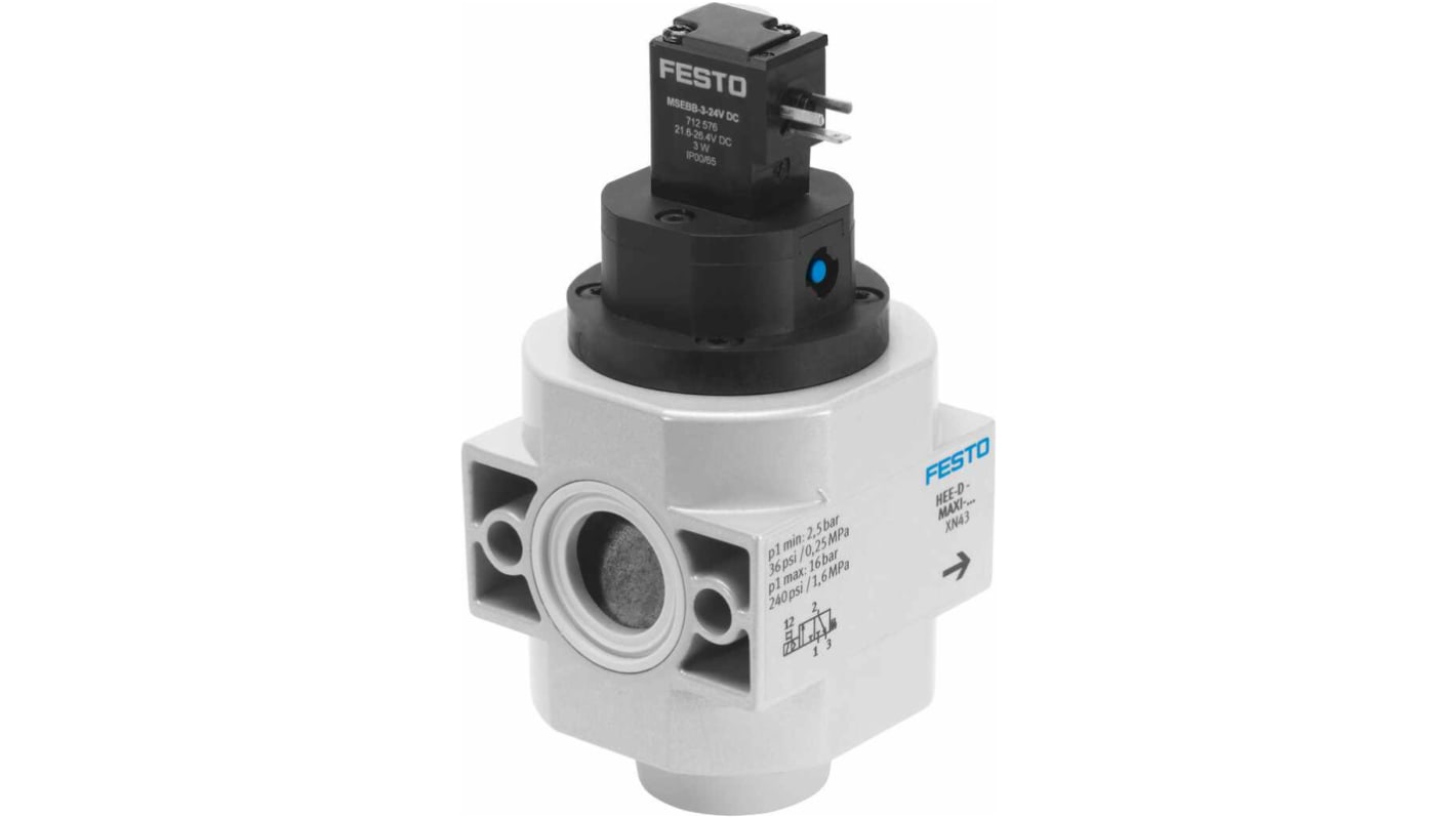 HEE-D-MAXI-24 | Festo Piloted 3/2 Closed, Monostable Pneumatic Manual ...