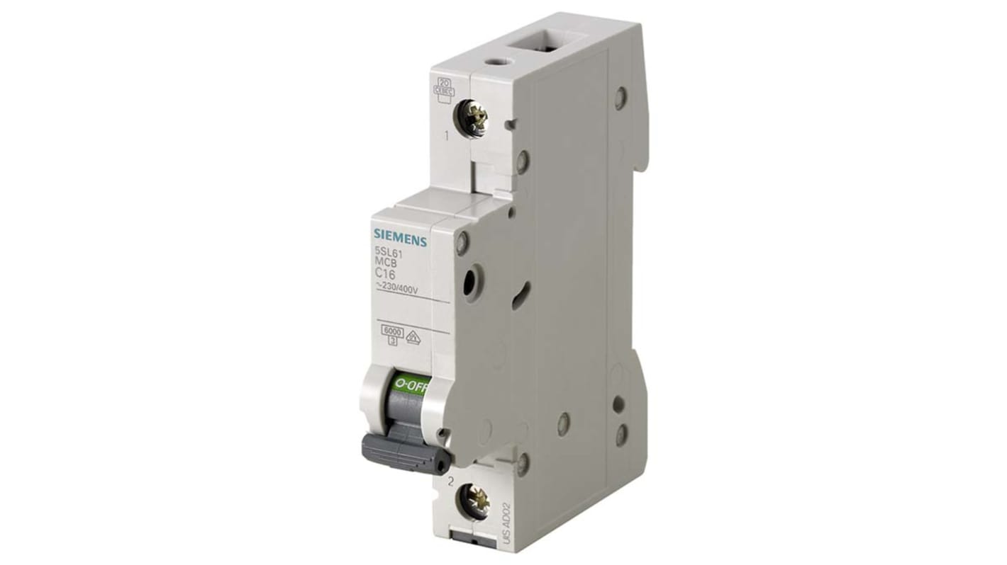 5SL6101-7 | Siemens SENTRON 5SL6 MCB, 1P, 1A Curve C, 6 kA Breaking ...