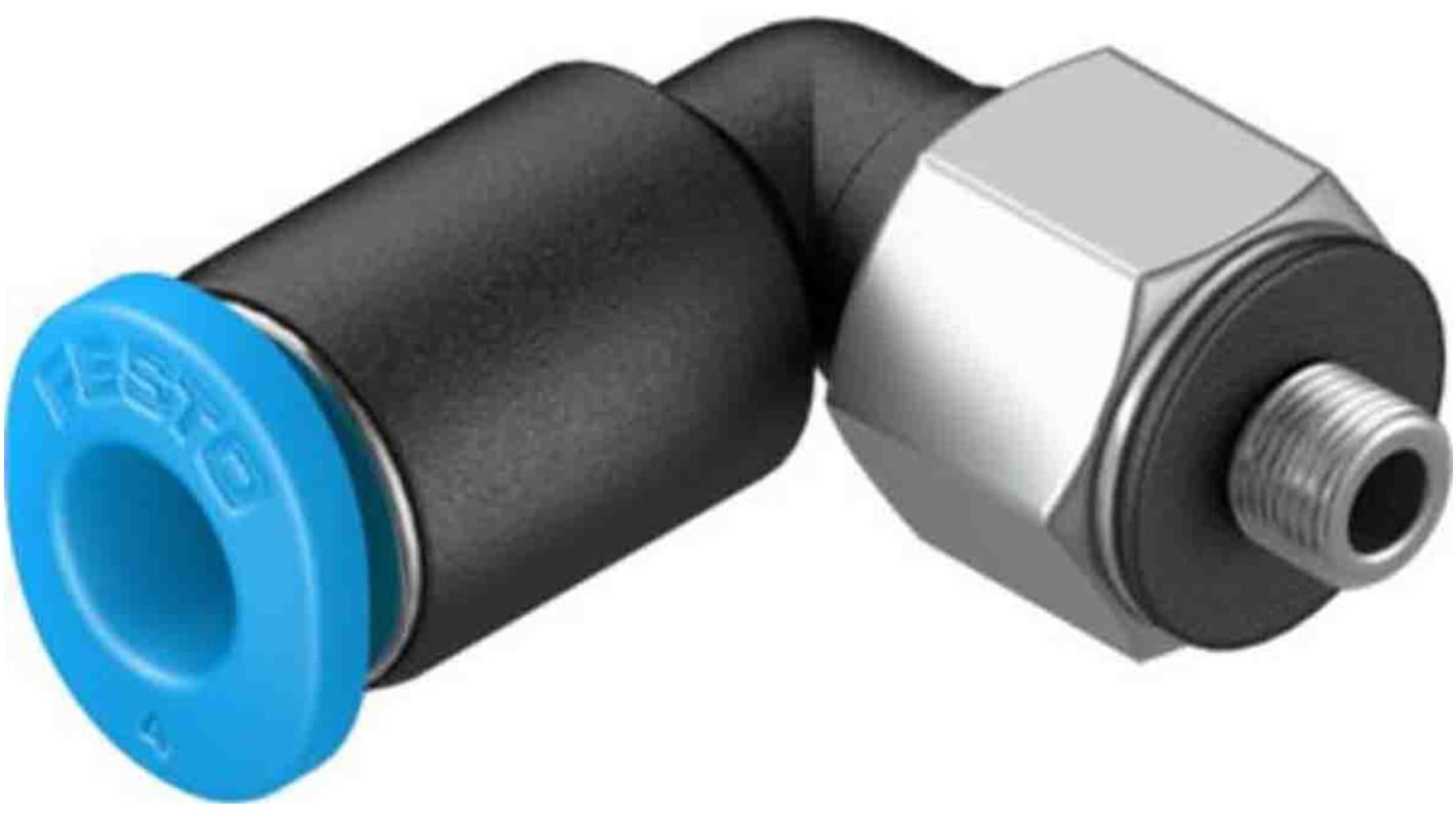 QSML-M3-4-100 | Festo Elbow Threaded Adaptor, M3 Male to Push In 4 mm, Threaded-to-Tube ...
