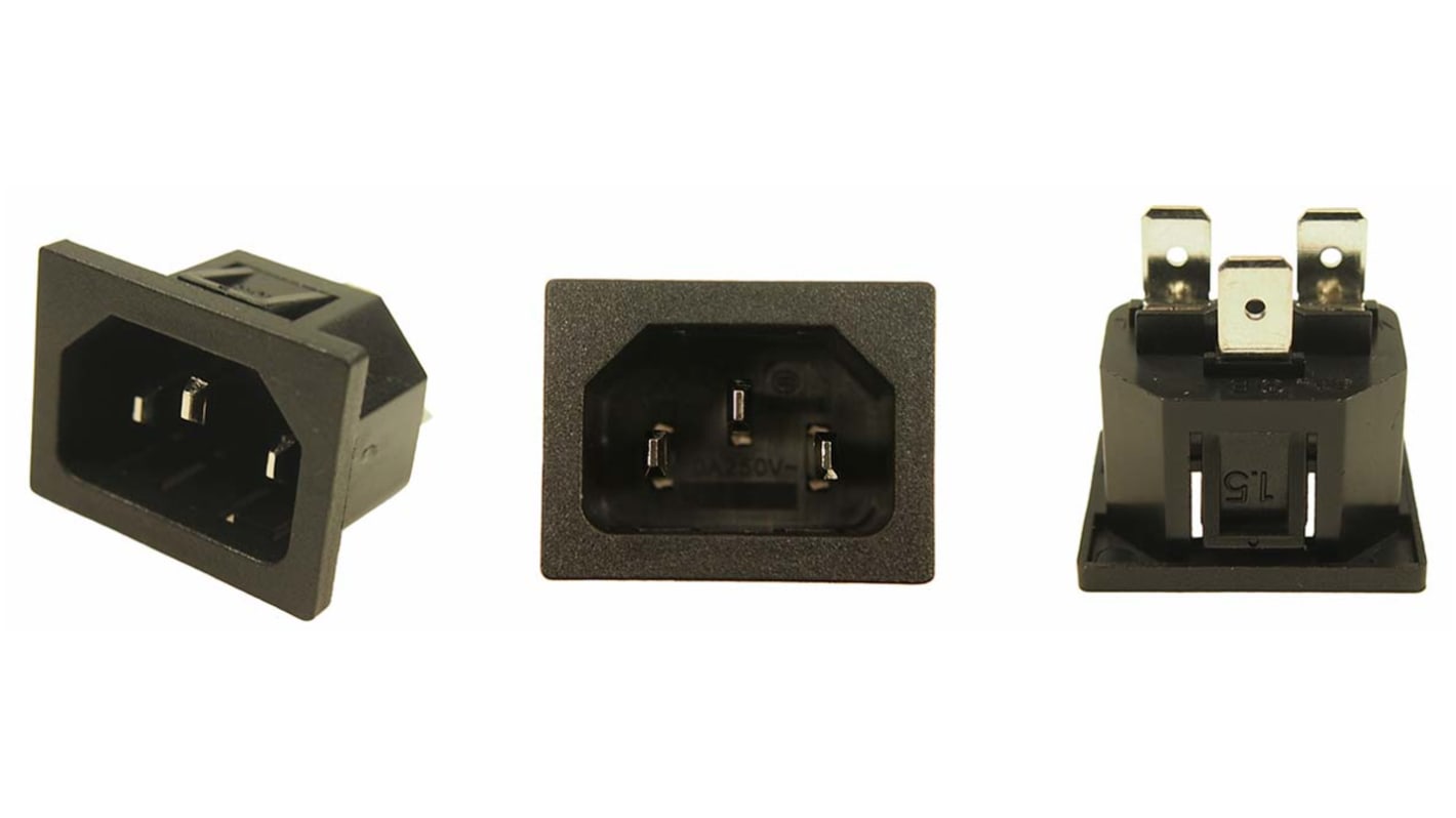 RS PRO C14 Panel Mount IEC Connector Male, 10A, 250 V | RS