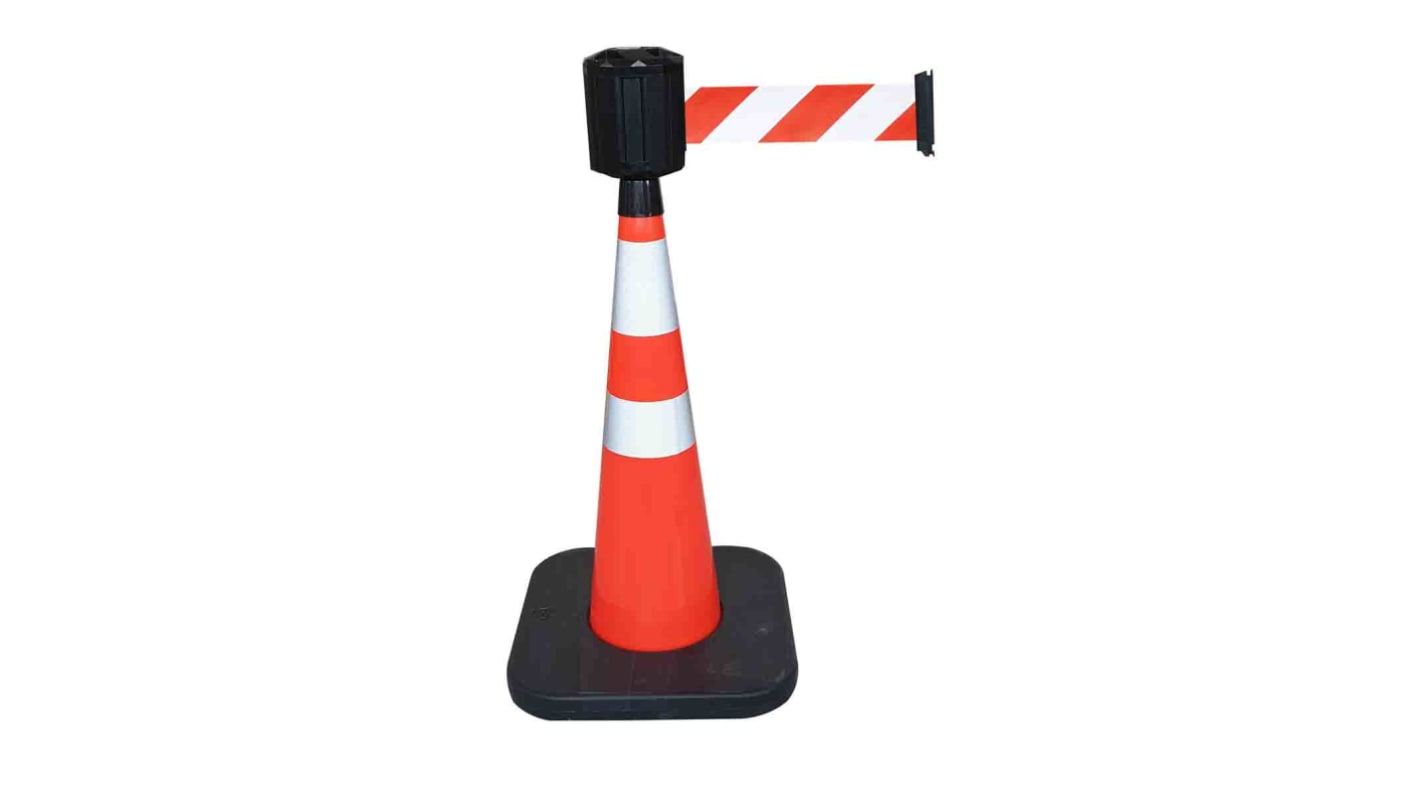 RS PRO Weighted Orange/White 1.10 m PVC Safety Cone With Strap Reel | RS