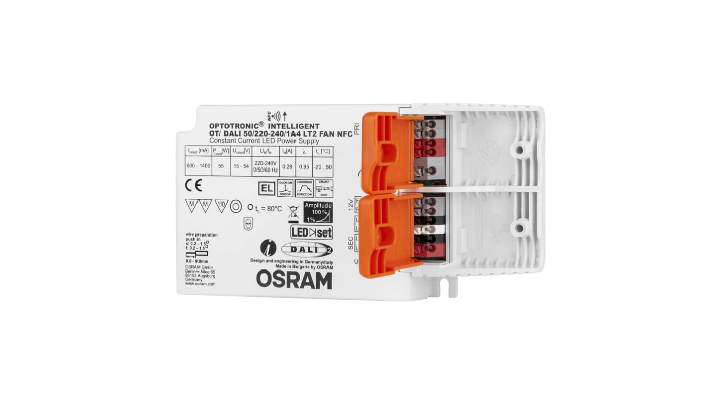 OTi-DALI-50/220-240/1A4-Box | Osram LED Driver, 54V Output, 18W Output, 1.05A Output, Constant ...