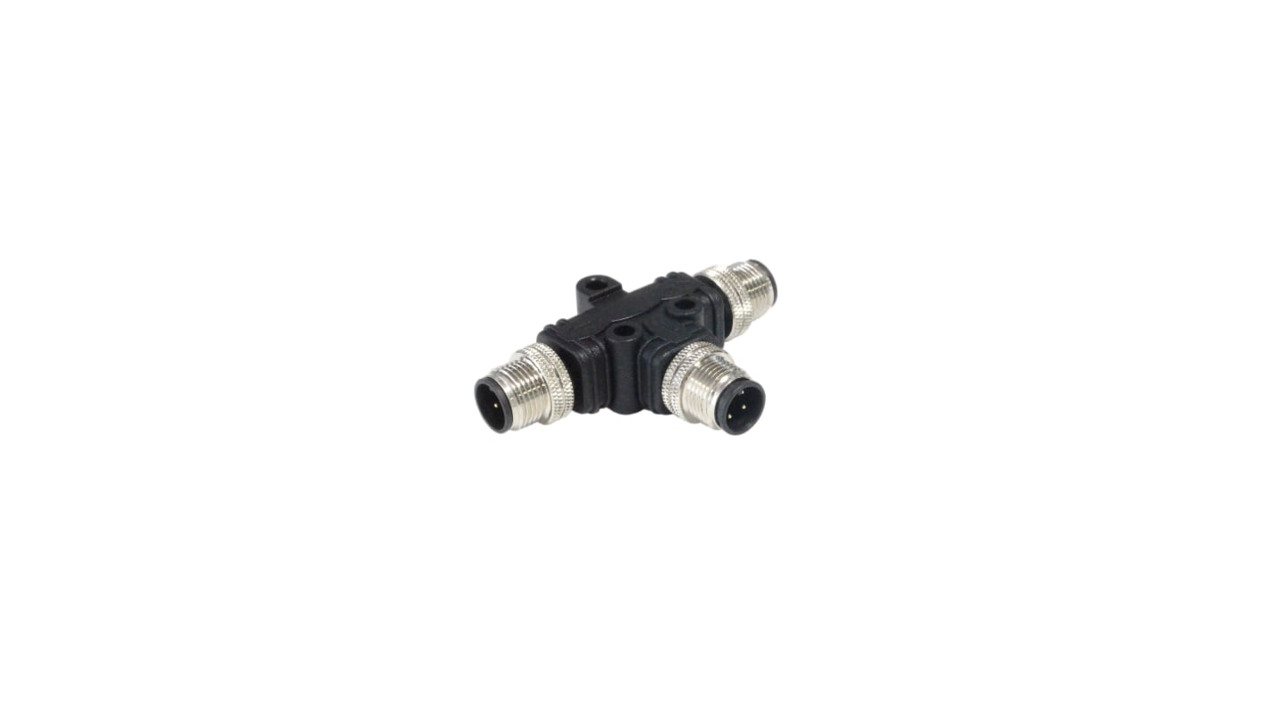 PXPPVC12TSMM04AFIIFI | Bulgin Tee M12 Plug to 4 Pole M12 Plug Adapter | RS