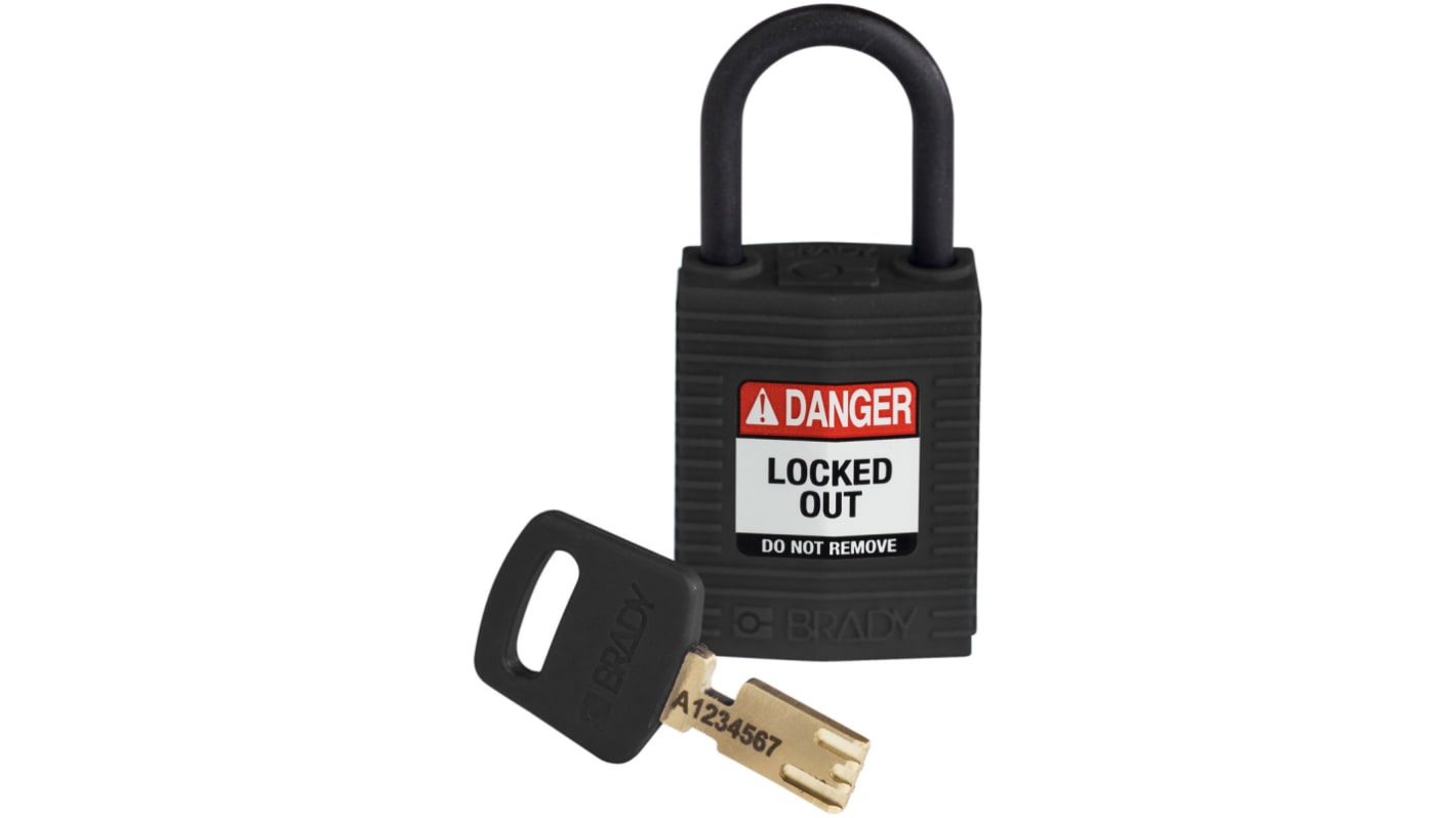 150184 | Brady Key Weatherproof Nylon Padlock, 4.7mm Shackle, 33mm Body ...