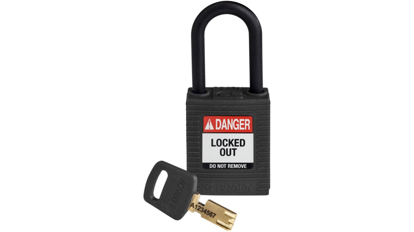 150231 | Brady Key Weatherproof Nylon Padlock, 6.4mm Shackle, 38mm Body ...
