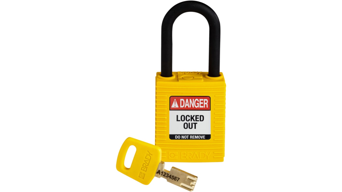 150232 | Brady Key Weatherproof Nylon Padlock, 6.4mm Shackle, 38mm Body ...