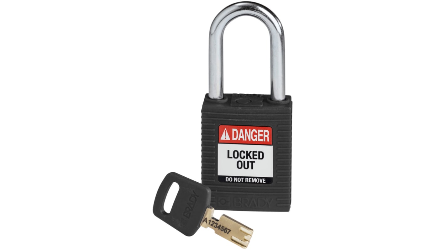 150234 | Brady Key Weatherproof Nylon Padlock, 6.4mm Shackle, 38mm Body ...