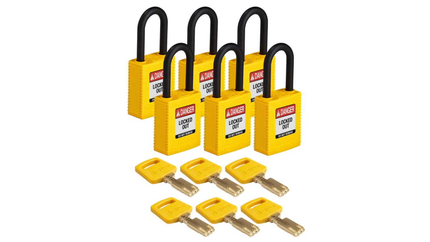 150265 | Brady Key Weatherproof Nylon Padlock, 6.4mm Shackle, 38mm Body ...