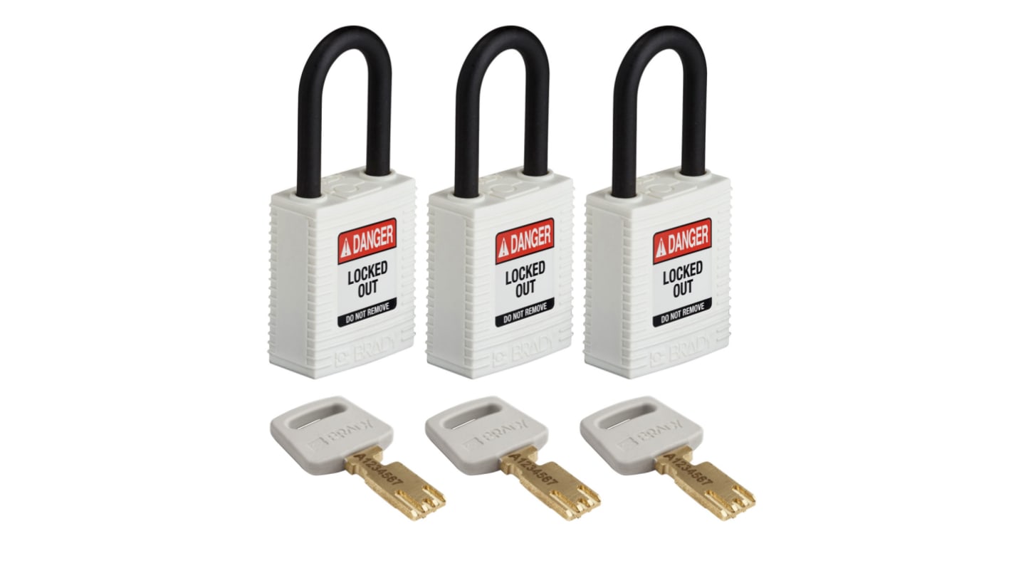 150267 | Brady Key Weatherproof Nylon Padlock, 6.4mm Shackle, 38mm Body ...