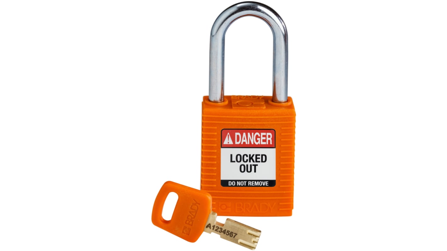 150320 | Brady Key Weatherproof Nylon Padlock, 6.4mm Shackle, 38mm Body ...