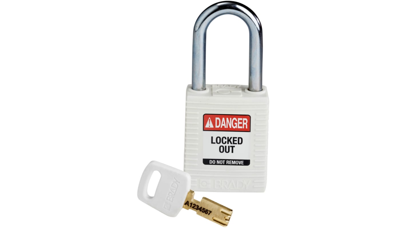 150367 | Brady Key Weatherproof Nylon Padlock, 6.4mm Shackle, 38mm Body ...