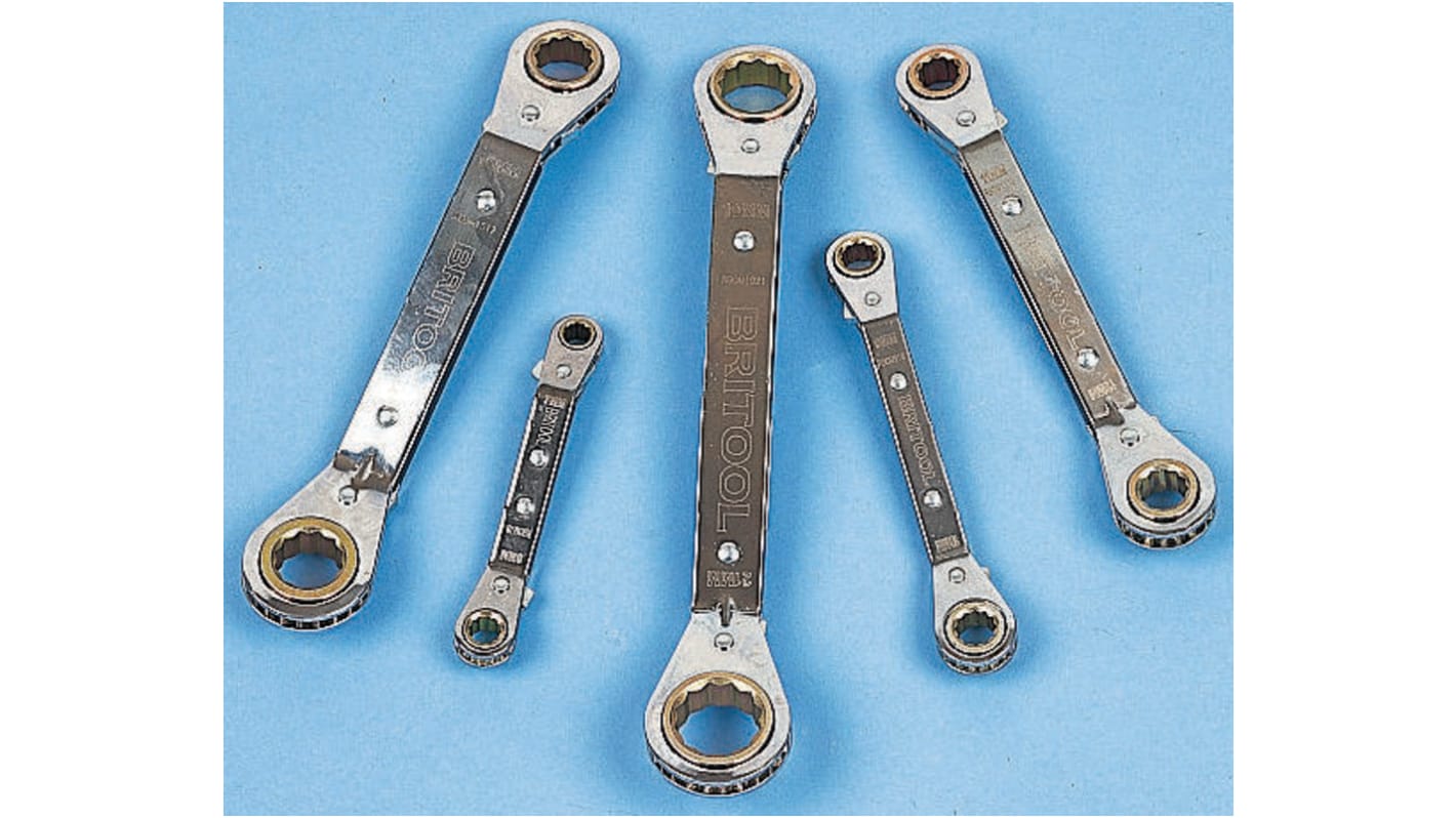 RBOSET | Britool 5-Piece Ratchet Spanner Set, 1/4 x 5/16; 3/8 x 7/16; 1 ...