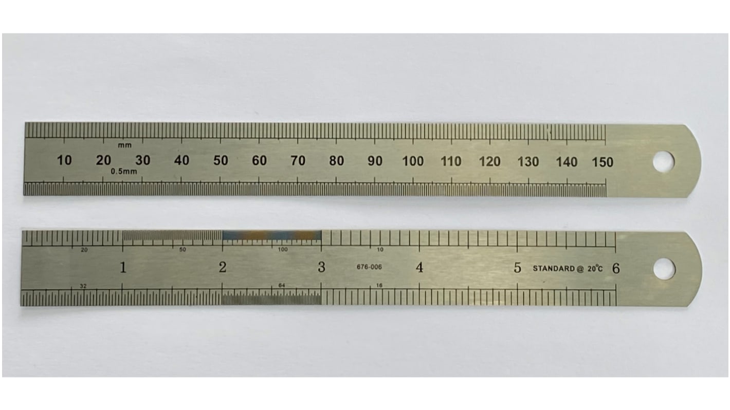 RS PRO 6 in, 150 mm Steel Imperial, Metric Ruler | RS