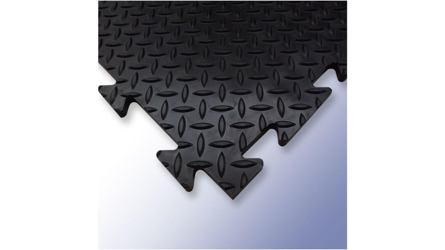 RS PRO Black Anti-slip Tile PVC Anti-Slip Tile 470mm x 470mm x 14mm | RS