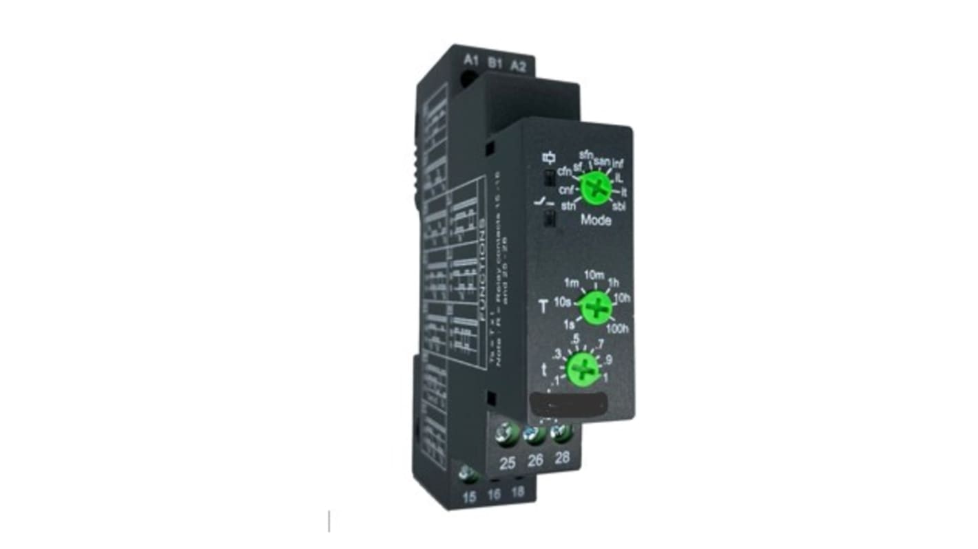 RS PRO DIN Rail Mount Timer Relay, 12 → 240V ac, 2-Contact, 0.1s to ...