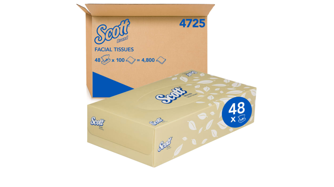 4725 | SCOTT® Facial Tissue Box White Facial Tissues, Flat Box of 100 | RS