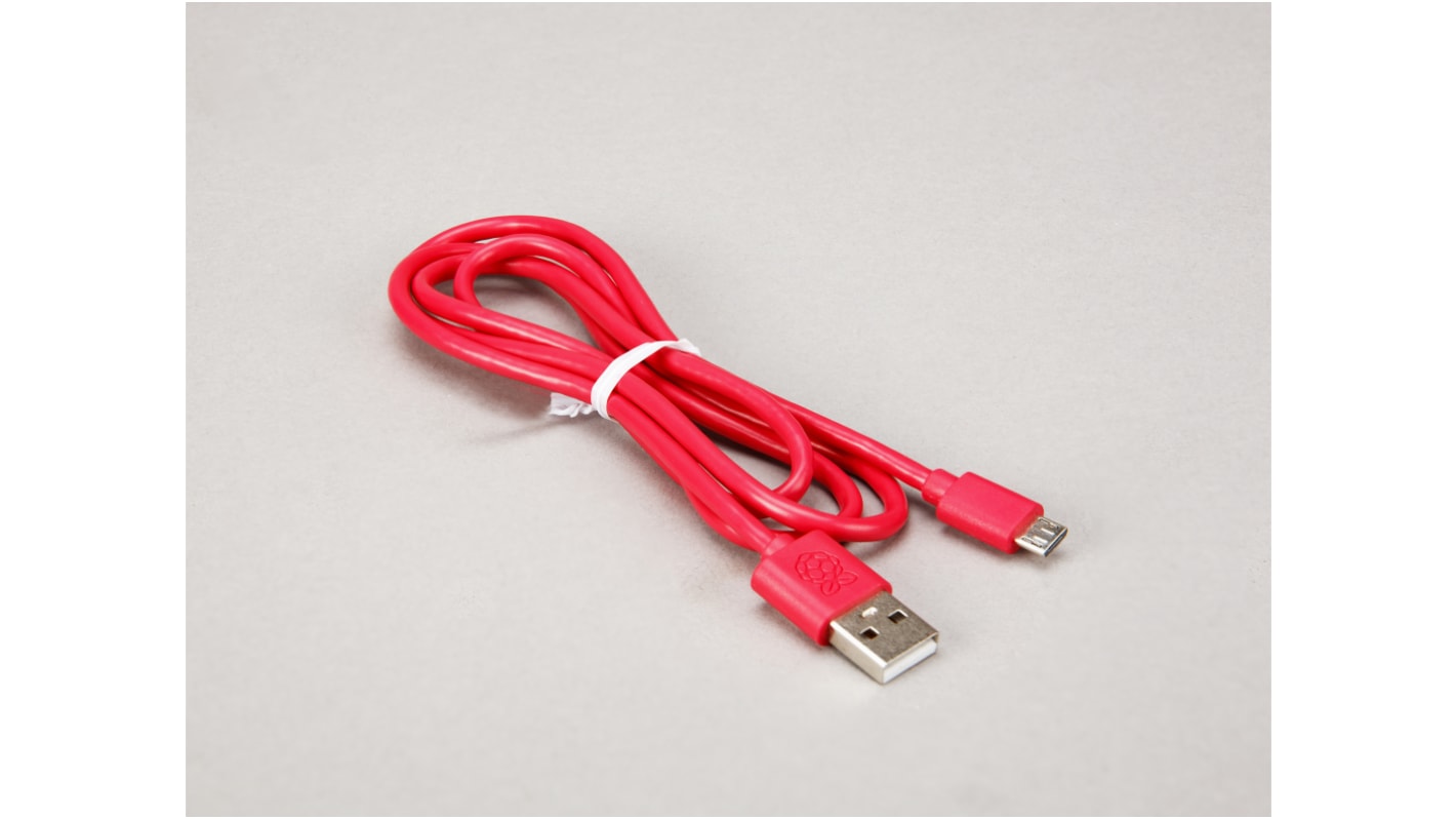 SC0557 | Raspberry Pi 1m USB A Male to Micro USB Male cable in Red | RS