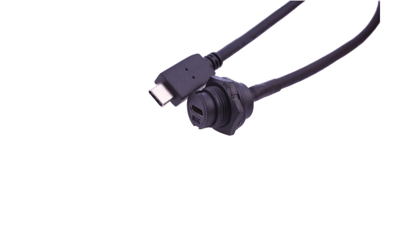 RS PRO Straight, Panel Mount, Socket Type C 3.1 IP67 USB C Connector | RS