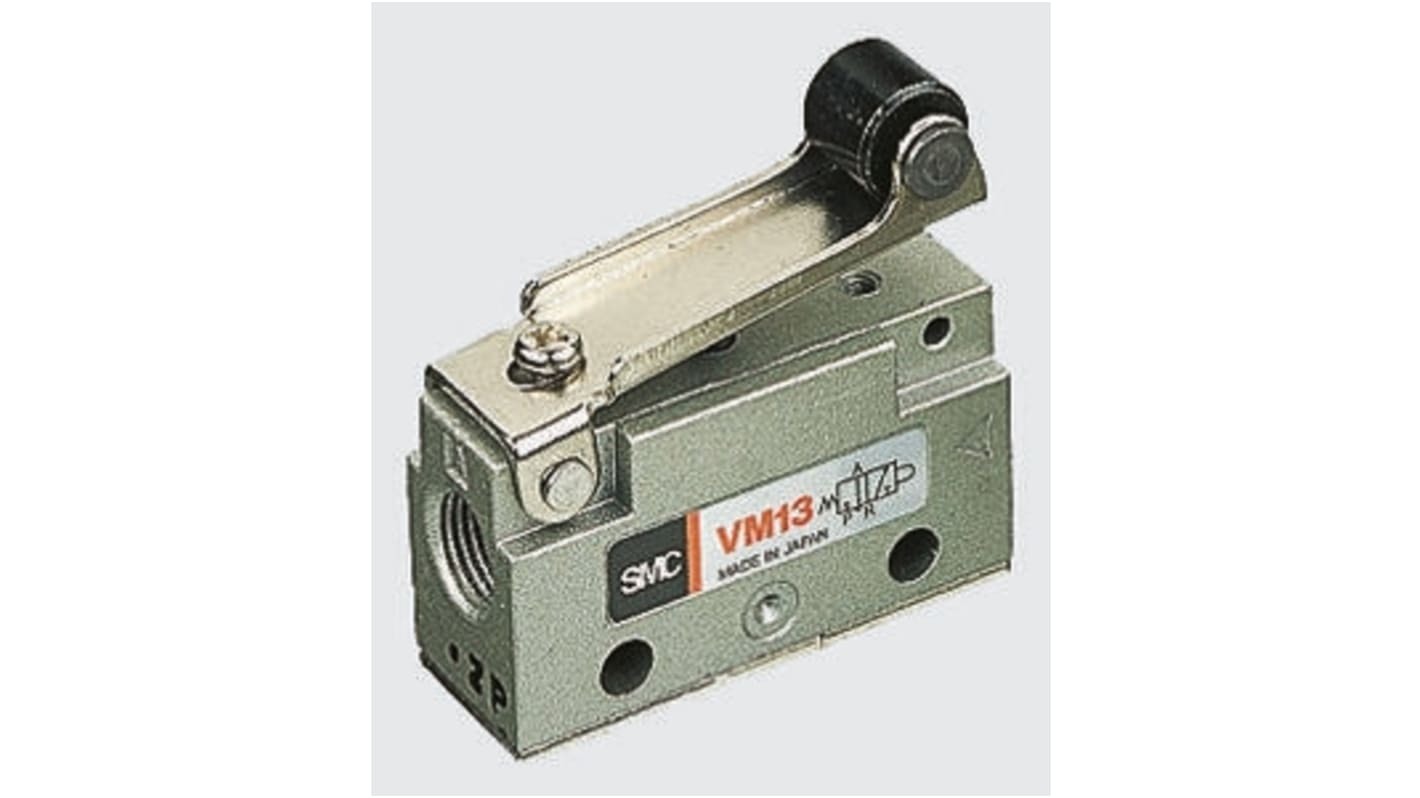 EVM131-F01-01S | SMC Roller Lever 3/2 Pneumatic Manual Control Valve VM100 Series, G 1/8, 1/8in | RS