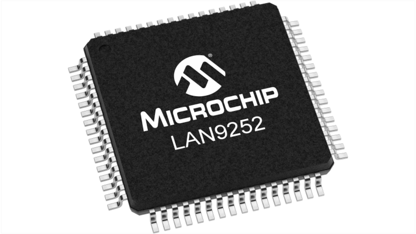 Microchip LAN9252/PT, Ethernet Controller, 100Mbps, SPI, 3.3 V, 64-Pin TQFP-EP | RS