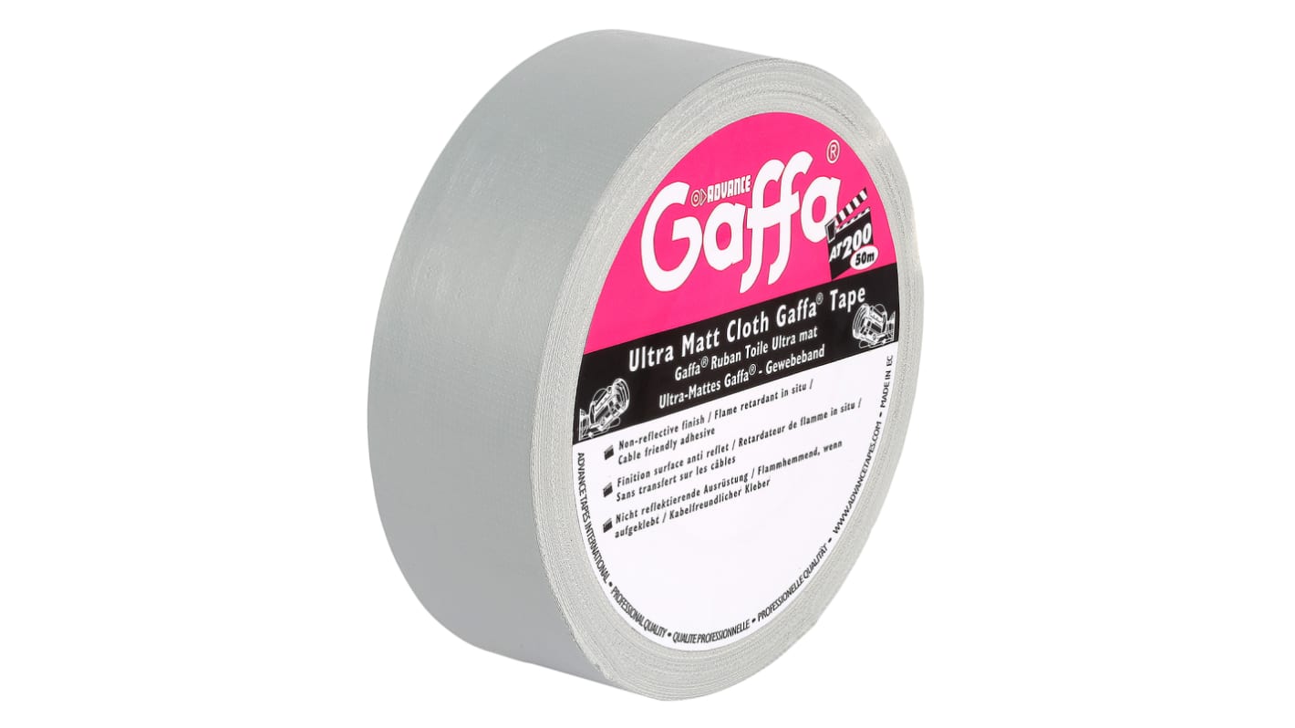 Advance Tapes AT200 Grey Matt Gaffa Tape, 50mm x 50m, 0.26mm Thick | RS