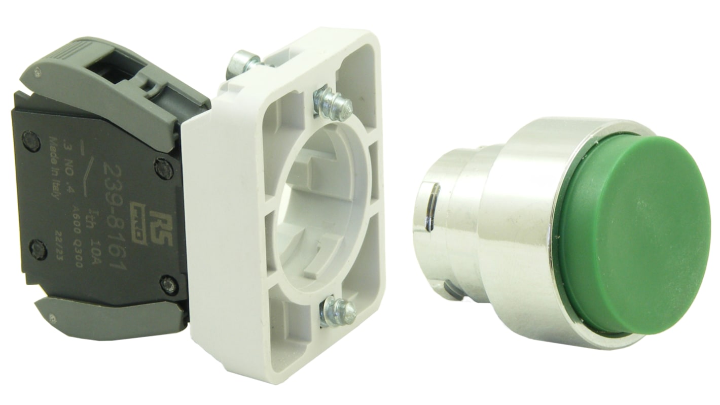RS PRO Push Button Complete Unit, 22.5mm Cutout, SPST | RS