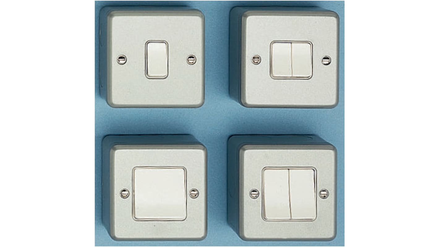 K3782 ALM | MK Electric Silver Rocker Light Switch, 2 Way, 2 Gang ...