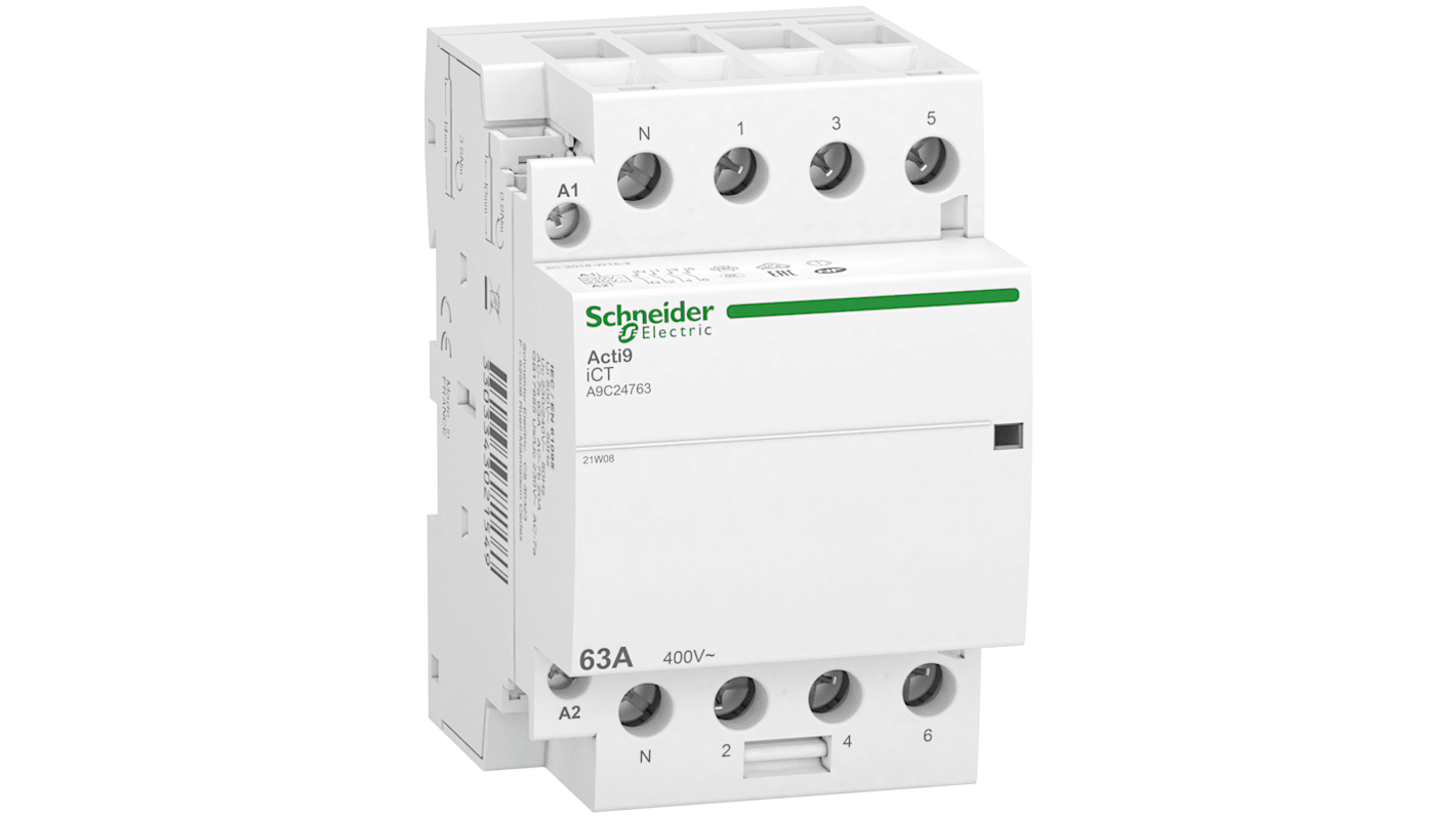 A9C24763 | Schneider Electric Acti9 iDT40 Contactor, 240 V ac Coil, 4 ...