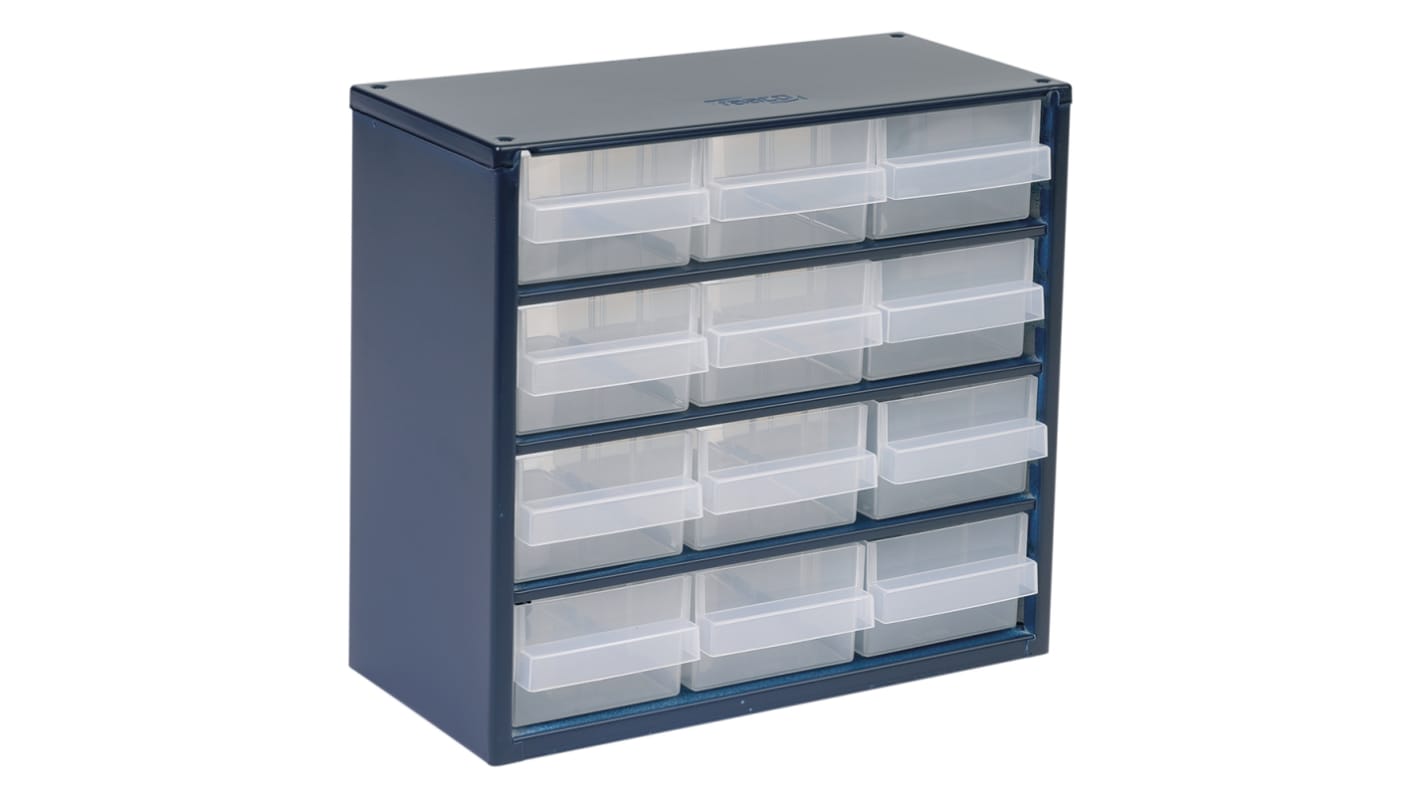 137553 | Raaco 12 Drawer Storage Unit, Steel, 283mm x 306mm x 150mm ...