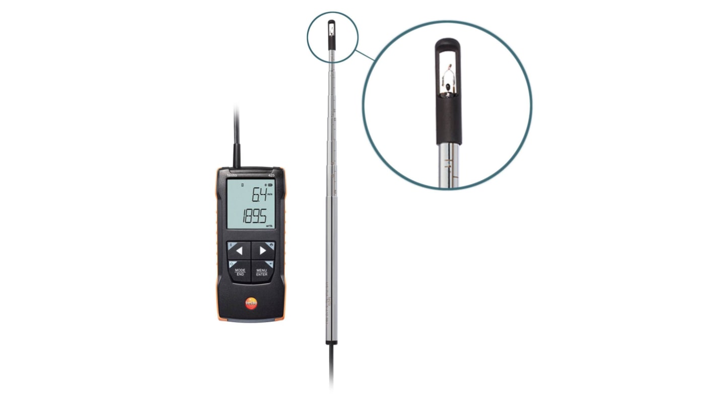 0563 0425 | Testo 425 Telescopic Vane Anemometer, 30m/s Max, Measures ...