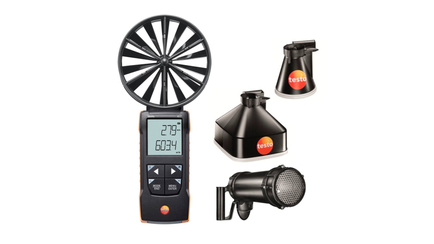 0563 2417 | Testo 417 Set 2 Vane Anemometer, 20m/s Max, Measures Air ...