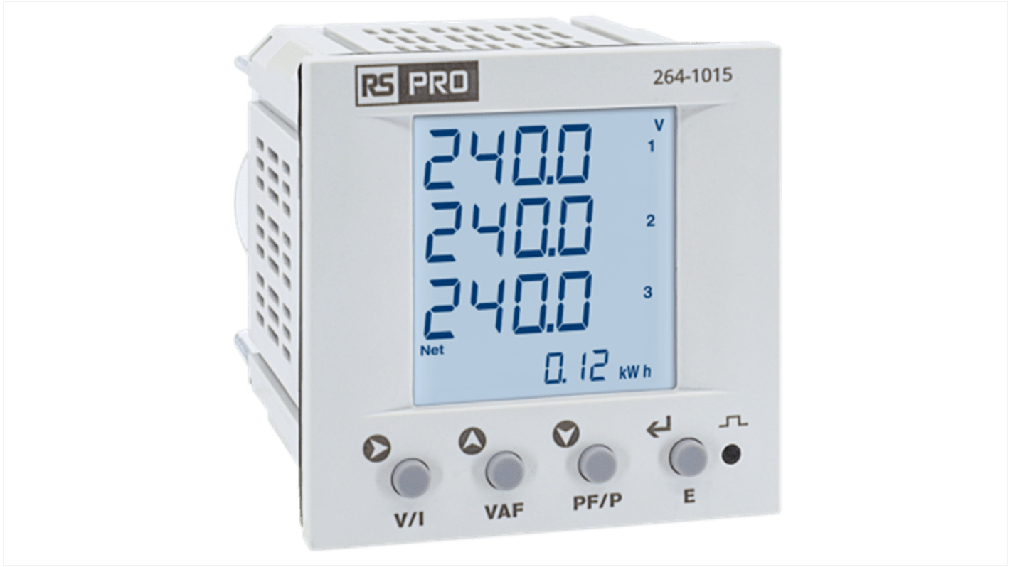 RS PRO 1, 3 Phase LCD Energy Meter, Type Energy Meter | RS